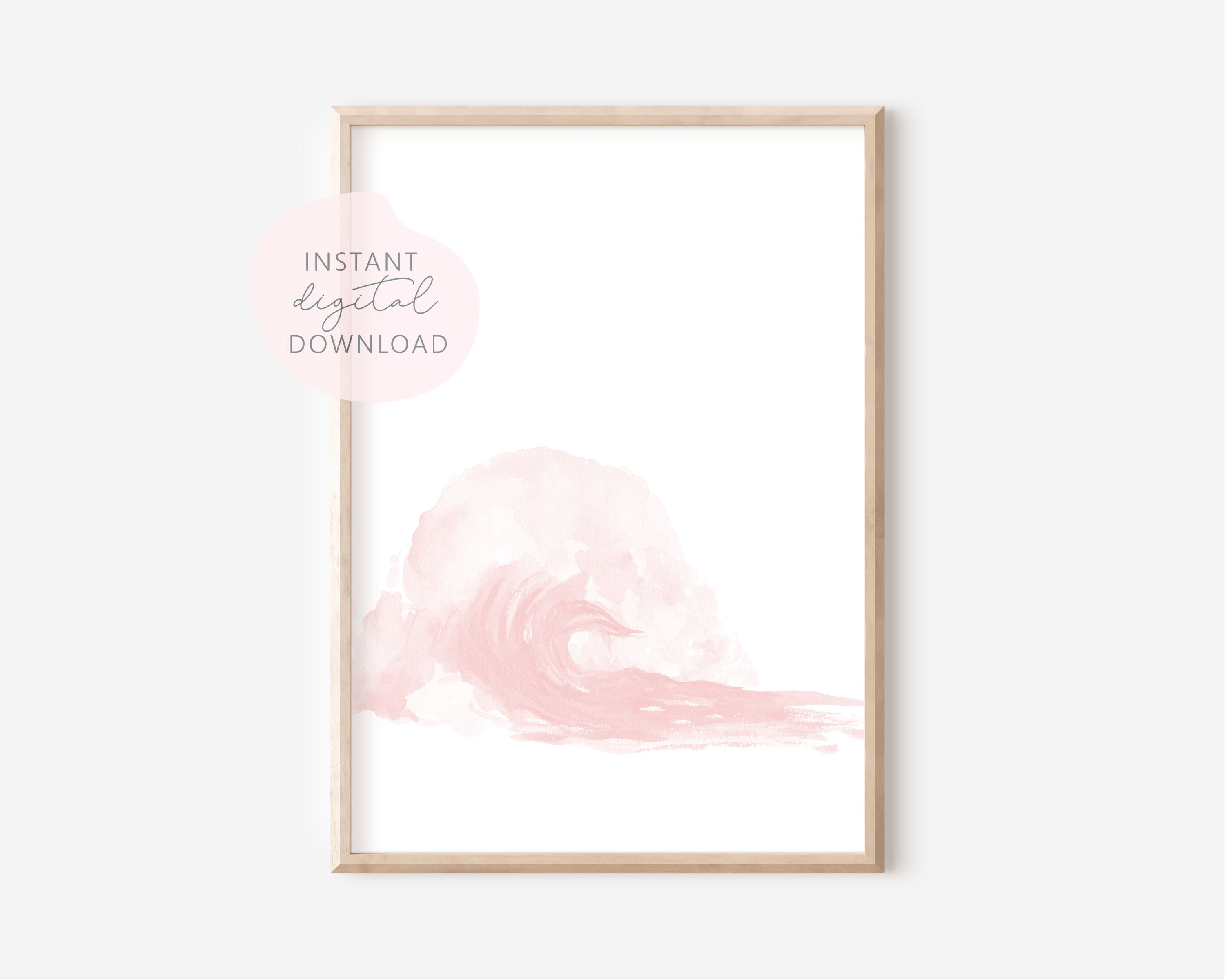 Pink Wave Print Watercolor Wave Pink Ocean Nautical - Etsy