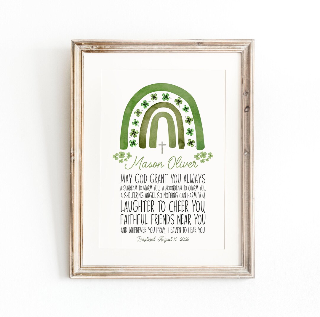Personalized Irish Baptism Gift Print, Baptism Gift for Boy, Printable ...