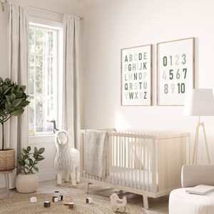 Alphabet and Numbers Print, Alphabet Numbers Green Print Set, Sage ...