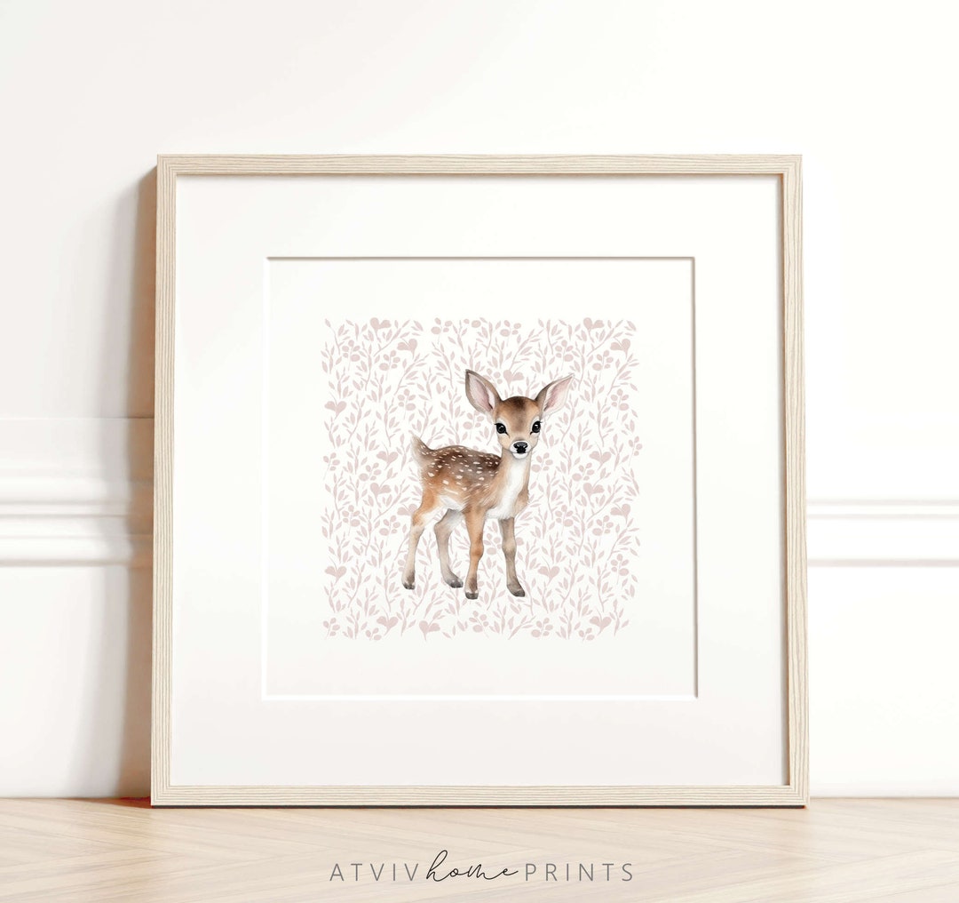Deer Nursery Print, Deer Nursery Art, Cute Deer Print, Woodland Nursery ...