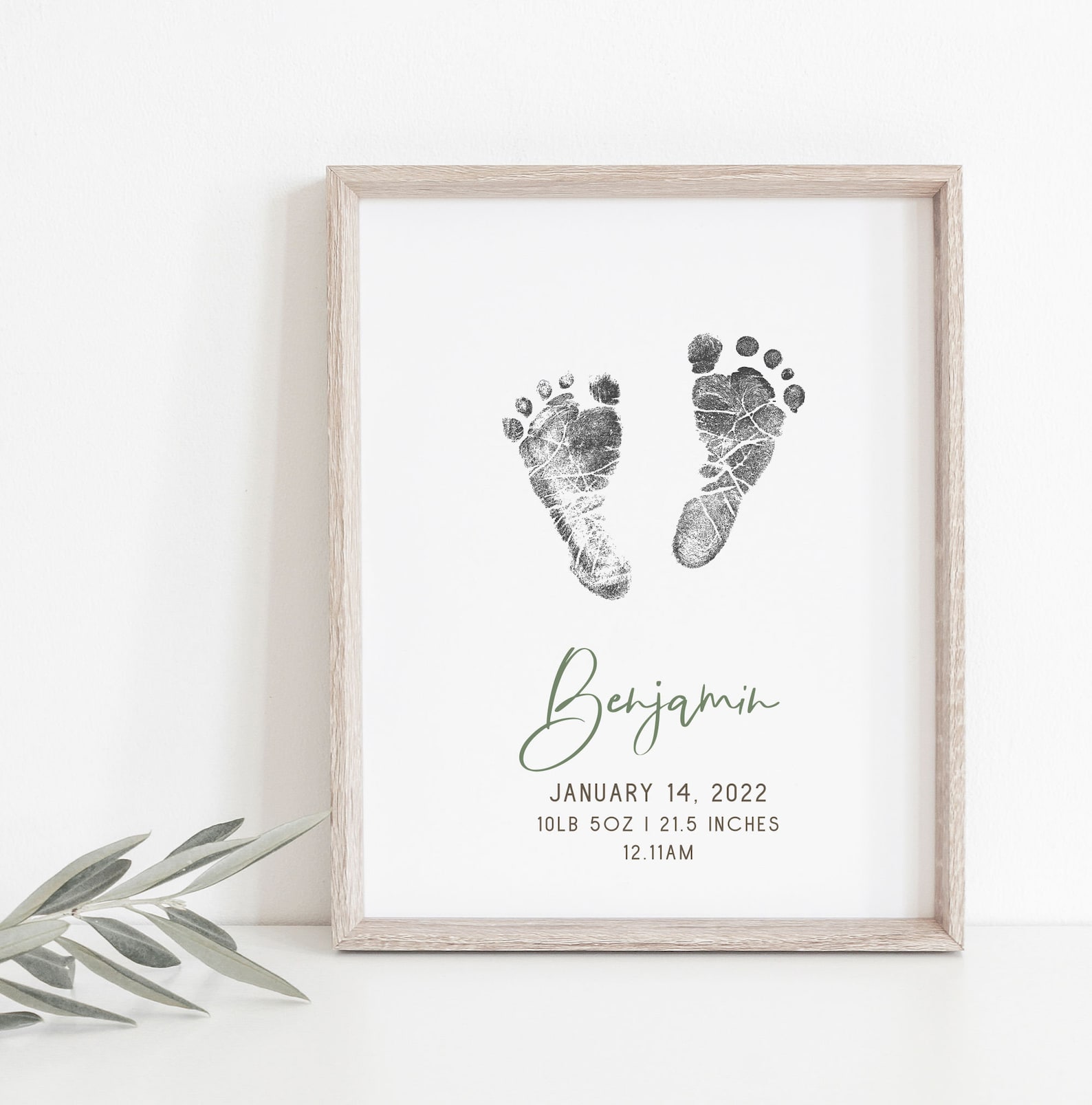 Personalised Birth Print, Newborn Footprint, Baby Footprint Art, Birth ...