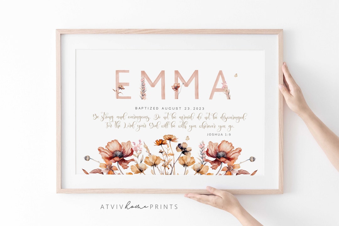 Baptism Print, Personalized Baptism Print, Custom Name,baptism Gift for ...