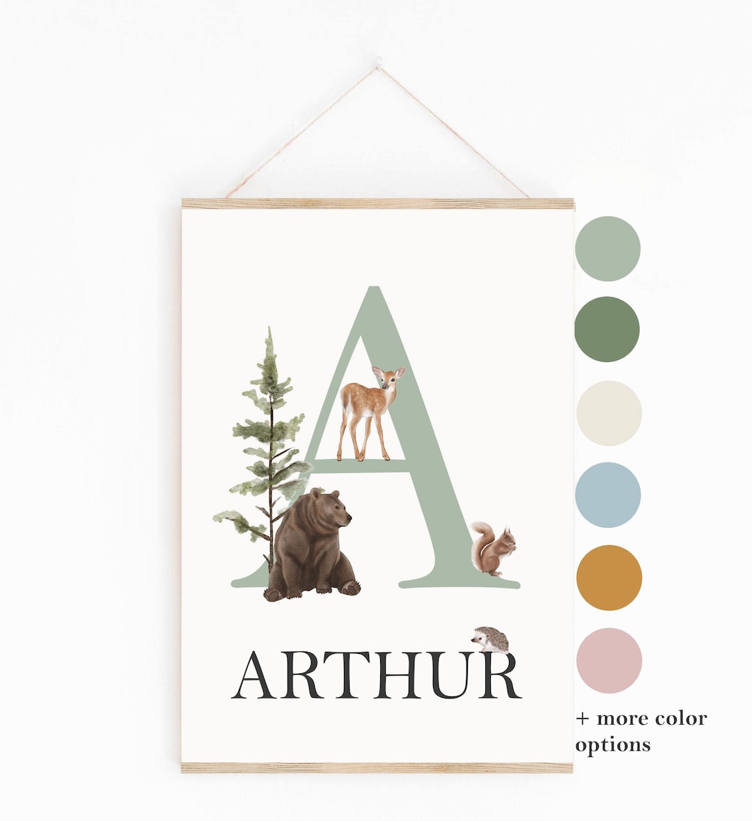 Custom Initial Print, Woodland Name Print, Custom Name Print, Woodland ...