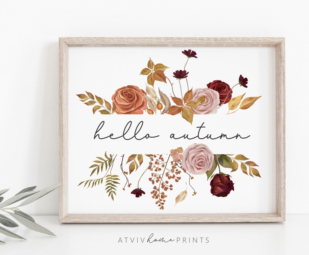 Hello Autumn Print, Hello Fall Print, Fall Printable Wall Art, Fall ...