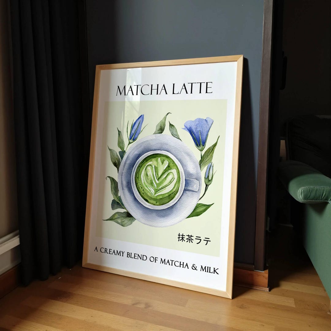 Matcha Latte Print, Matcha Poster, Café Poster, Trendy Kitchen Poster, Matcha Latte Lover ...