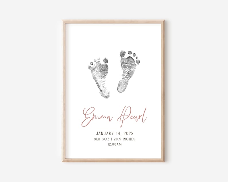 Personalised Birth Print, Newborn Footprint, Baby Footprint Art, Birth ...