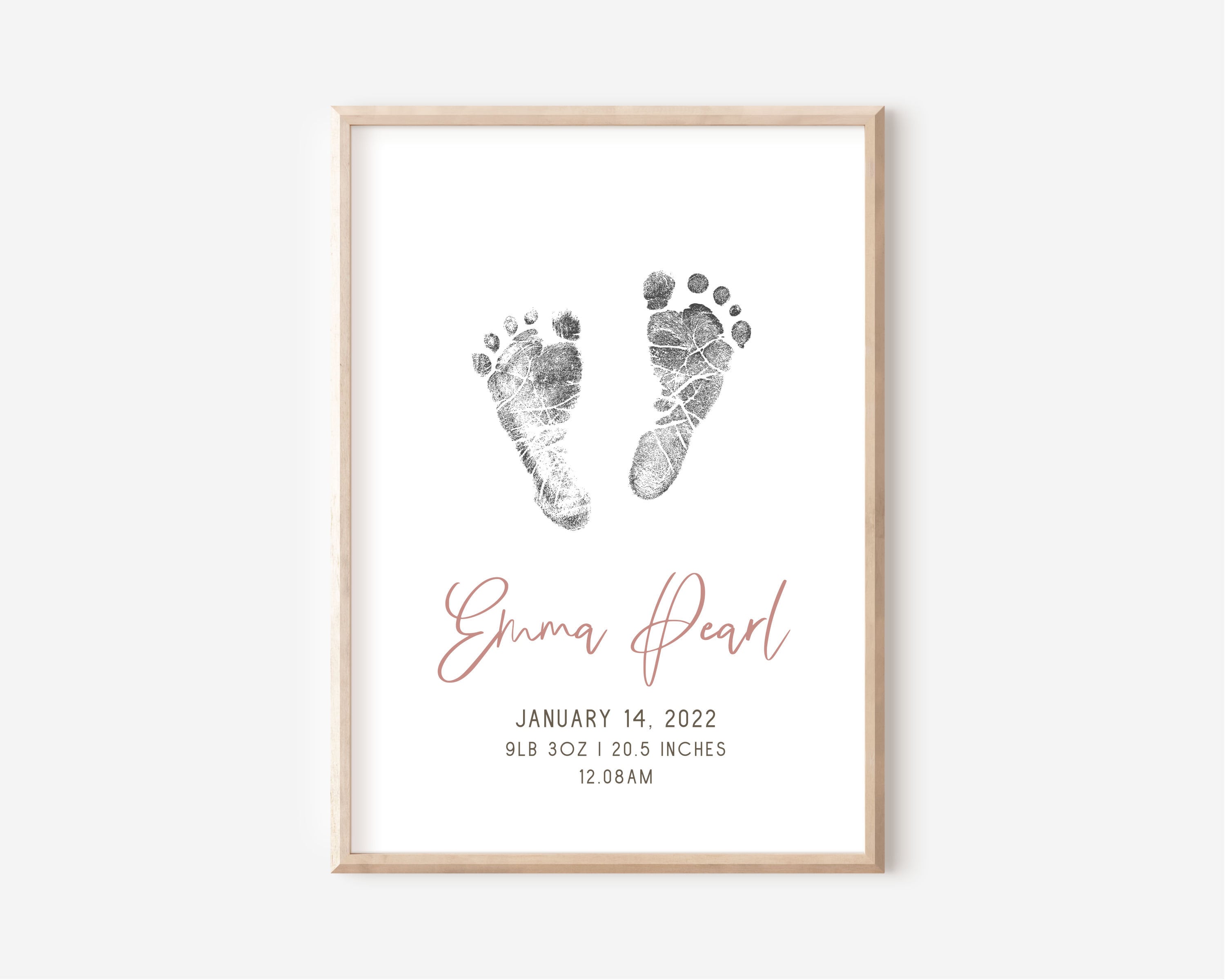Personalised Birth Print, Newborn Footprint, Baby Footprint Art, Birth ...