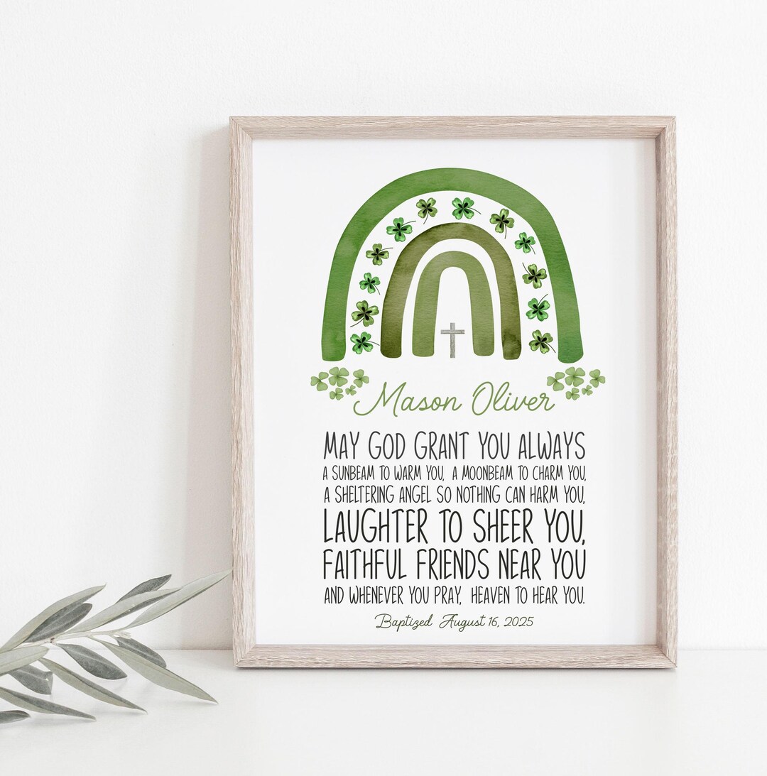 Personalized Irish Baptism Gift Print, Baptism Gift for Boy, Printable ...