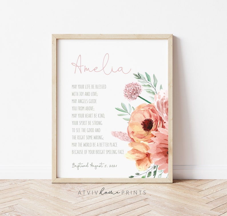 Baptism Print, Personalised Baptism Print, Custom Name Baptism Print ...