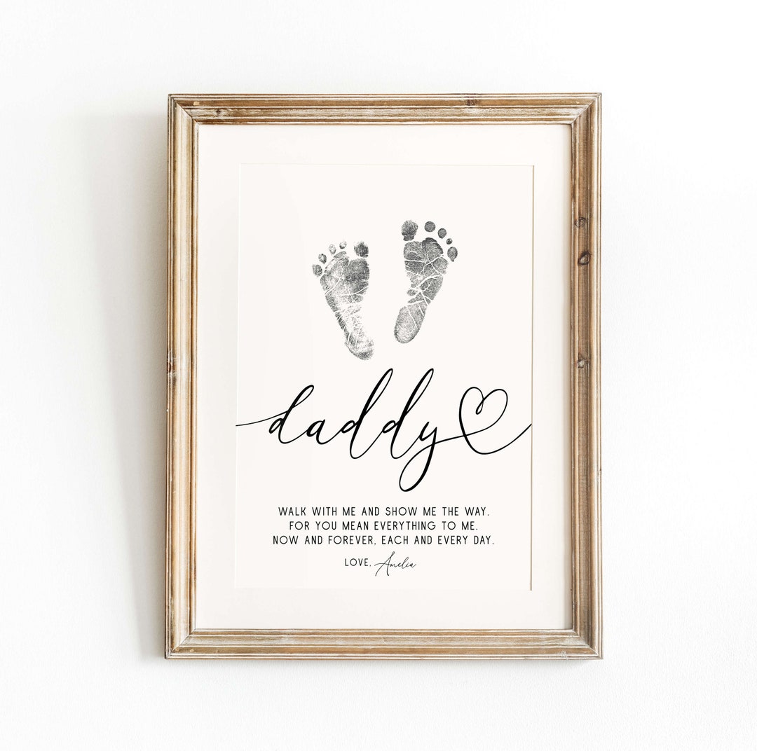 Printable Father's Day Footprint Art, Personalized Gift for Dad, Father ...