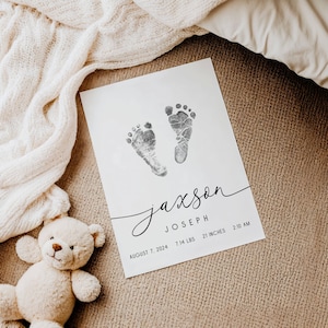 Personalised Birth Print, Newborn Footprint, Baby Footprint Art, Birth ...