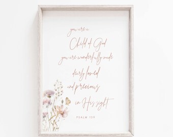 Christian Nursery Print Bible Verse Nursery Girl Wall Art Scripture ...