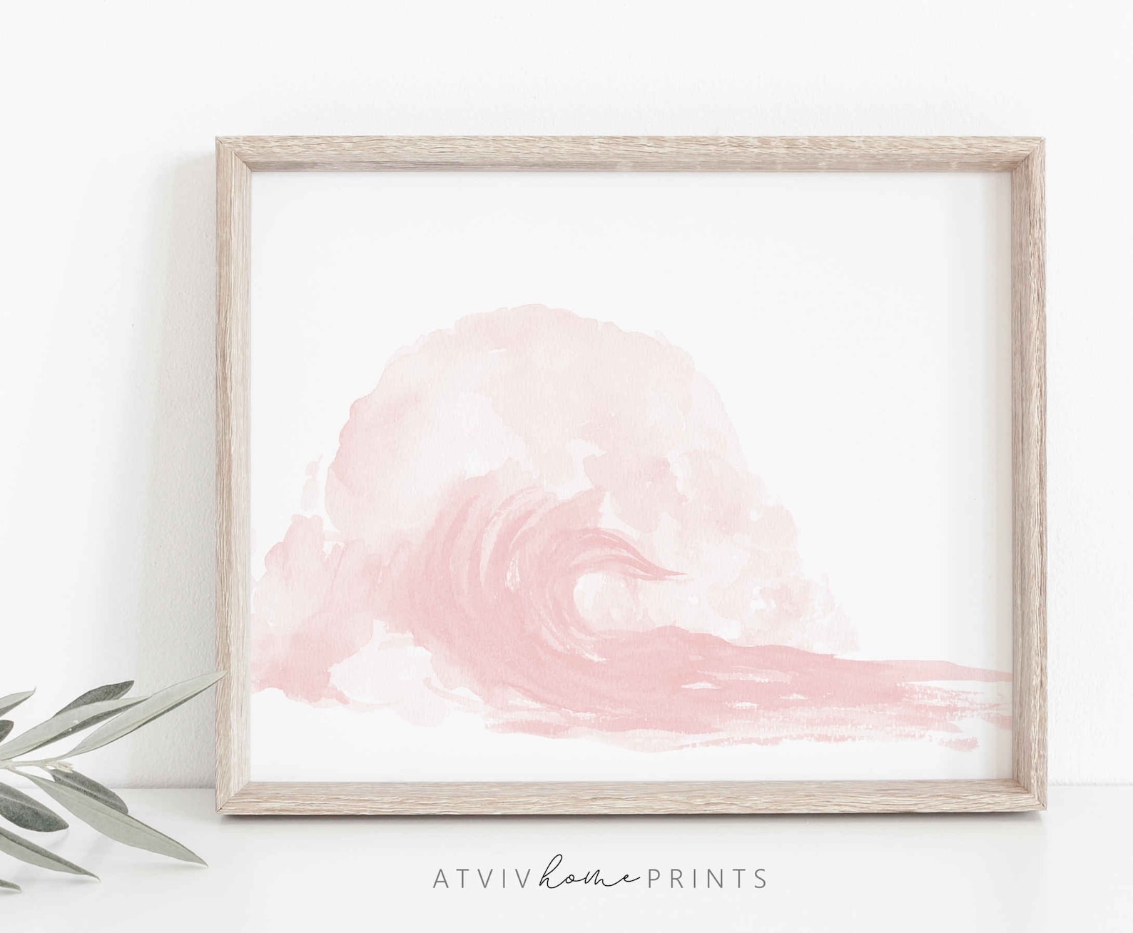 Pink Wave Print, Watercolor Wave, Pink Ocean, Nautical Nursery, Beach ...