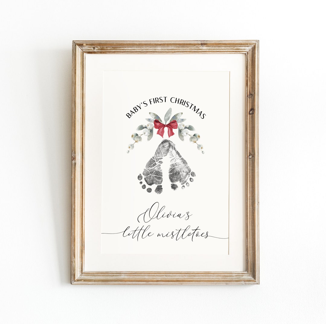 Mistletoes Footprint Art, Christmas Gift Footprints, Baby's First ...