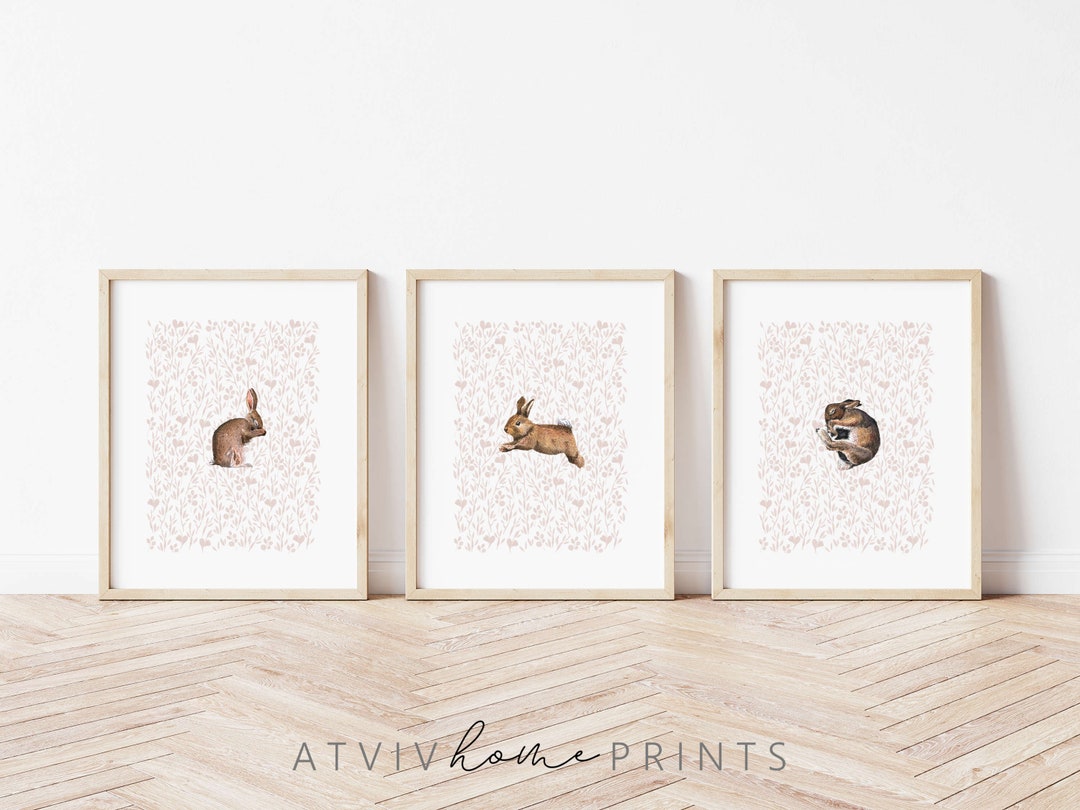 Bunny Nursery Wall Art Set Van 3 Prints, Bunny Nursery Print, Bunny ...