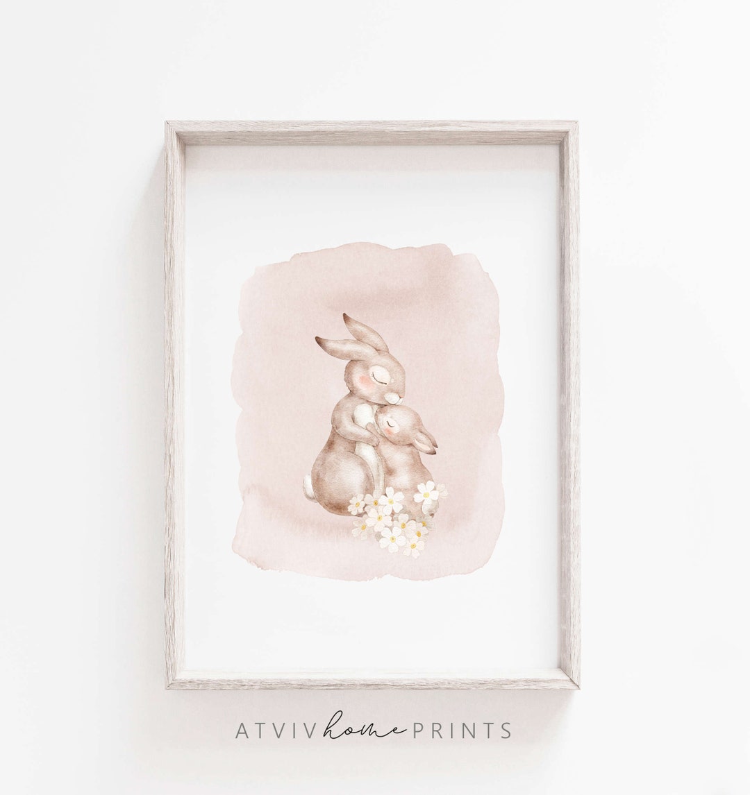 Bunny Nursery Print, Bunny Nursery Art, Cute Bunny Print, Woodland ...