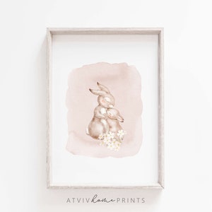 Bunny Nursery Print, Bunny Nursery Art, Cute Bunny Print, Woodland ...