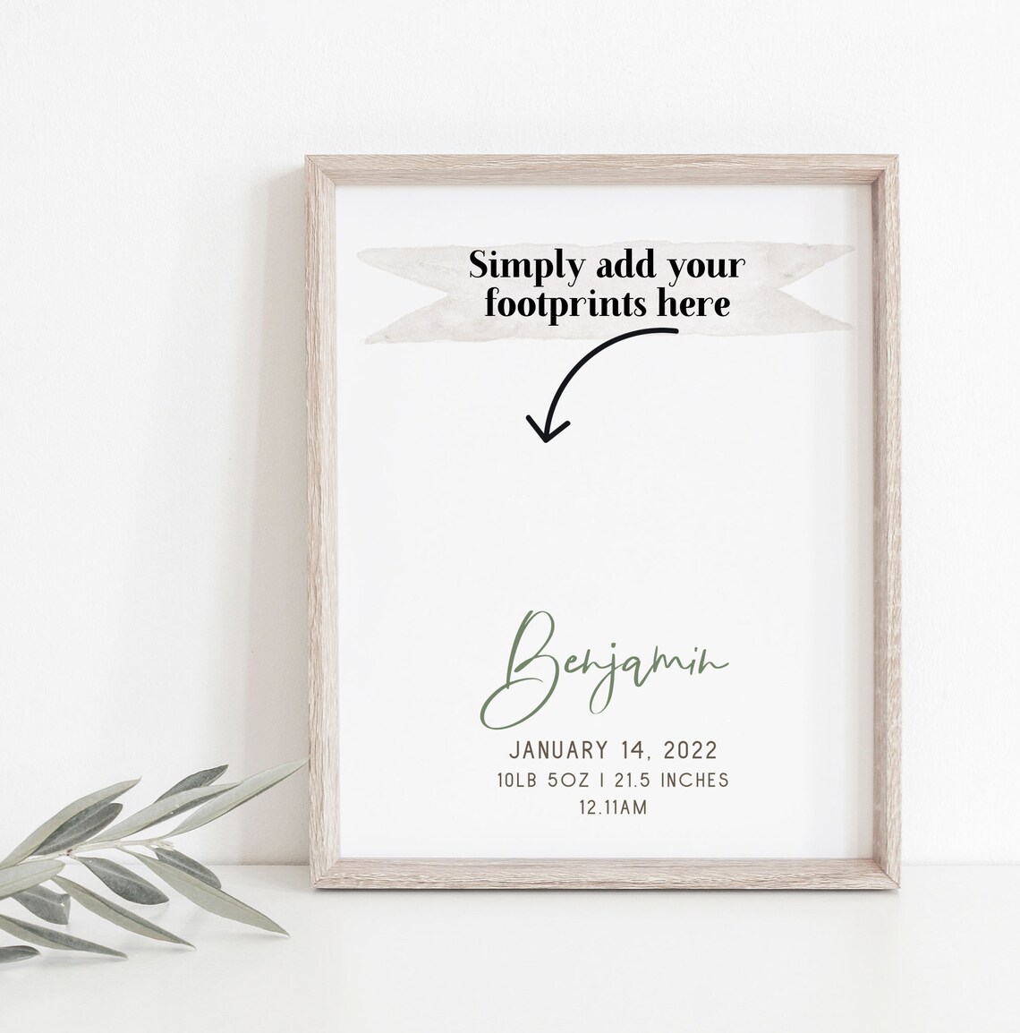 Personalised Birth Print, Newborn Footprint, Baby Footprint Art, Birth ...