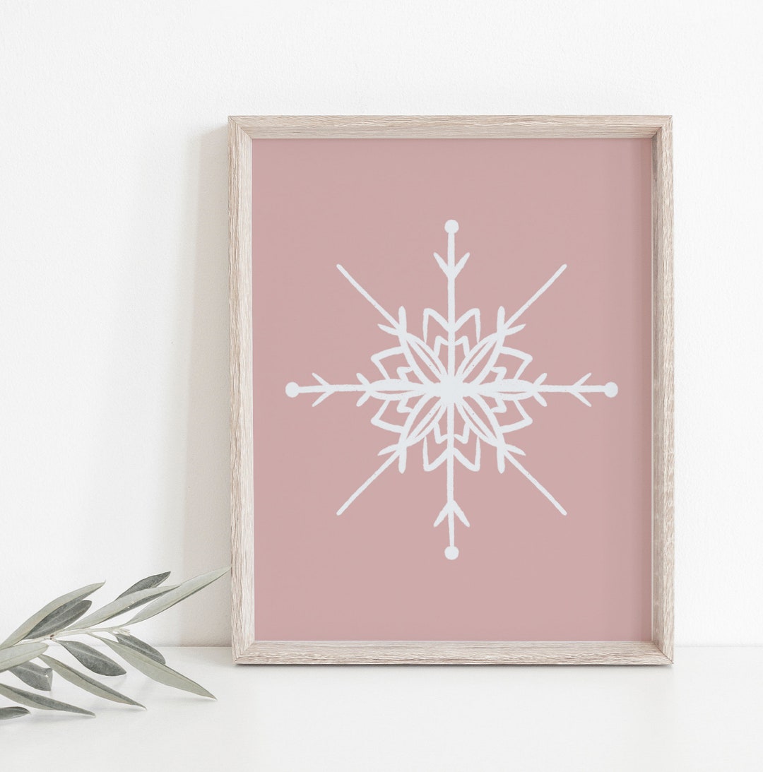 Snowflake Print, Snowflake Print, Pink Snowflake Print, Pink Christmas ...