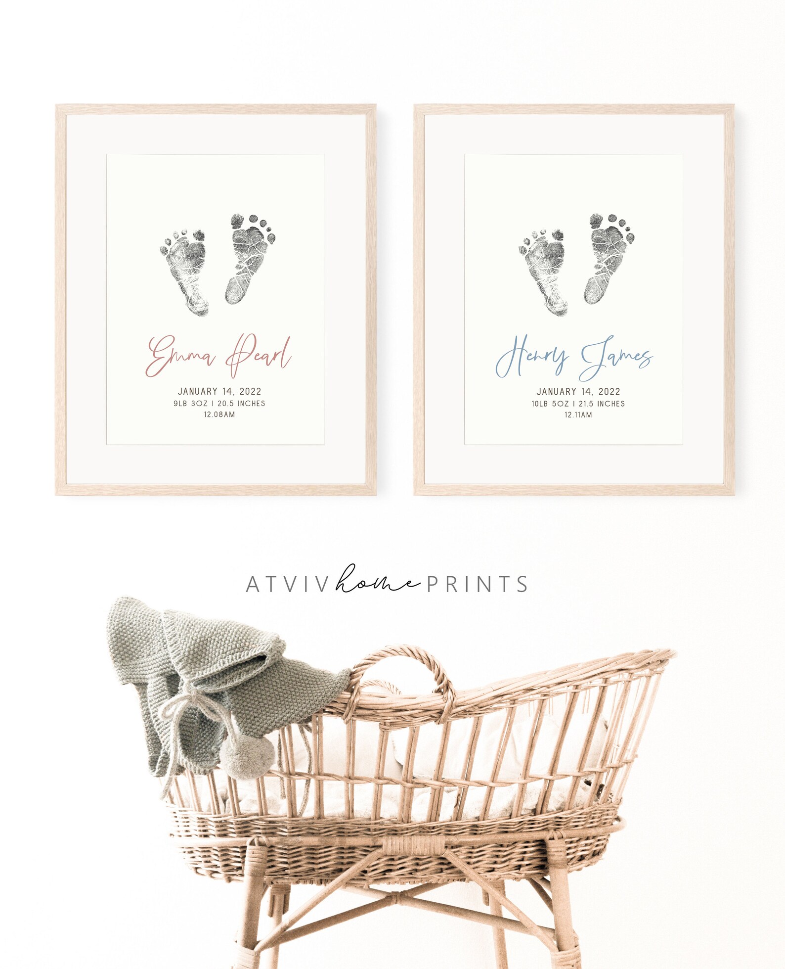 Personalised Birth Print, Newborn Footprint, Baby Footprint Art, Birth ...