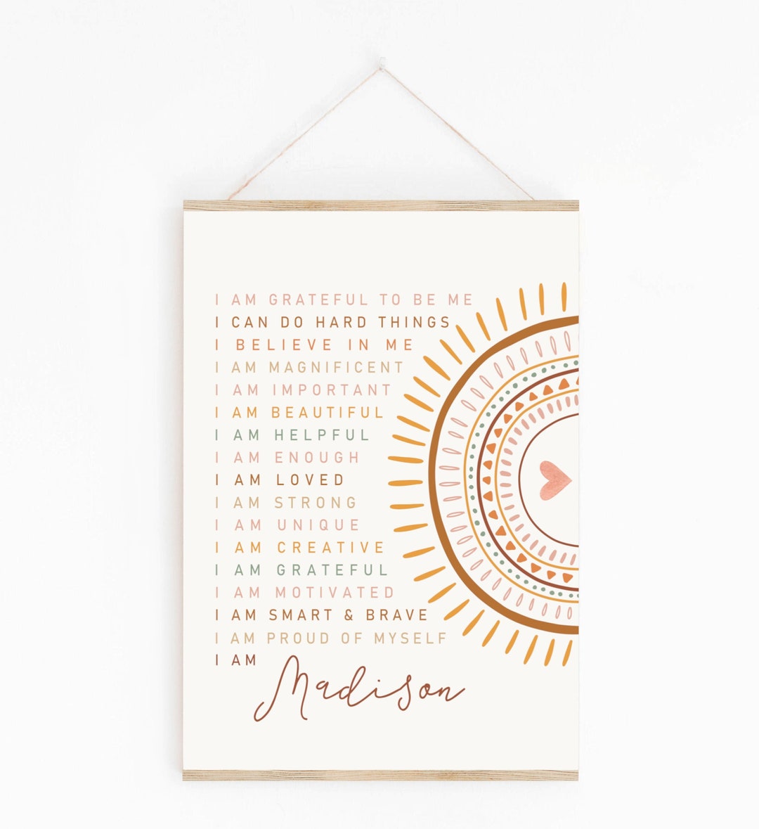 Boho Affirmations Print, Custom Affirmations, Affirmations for Kids ...