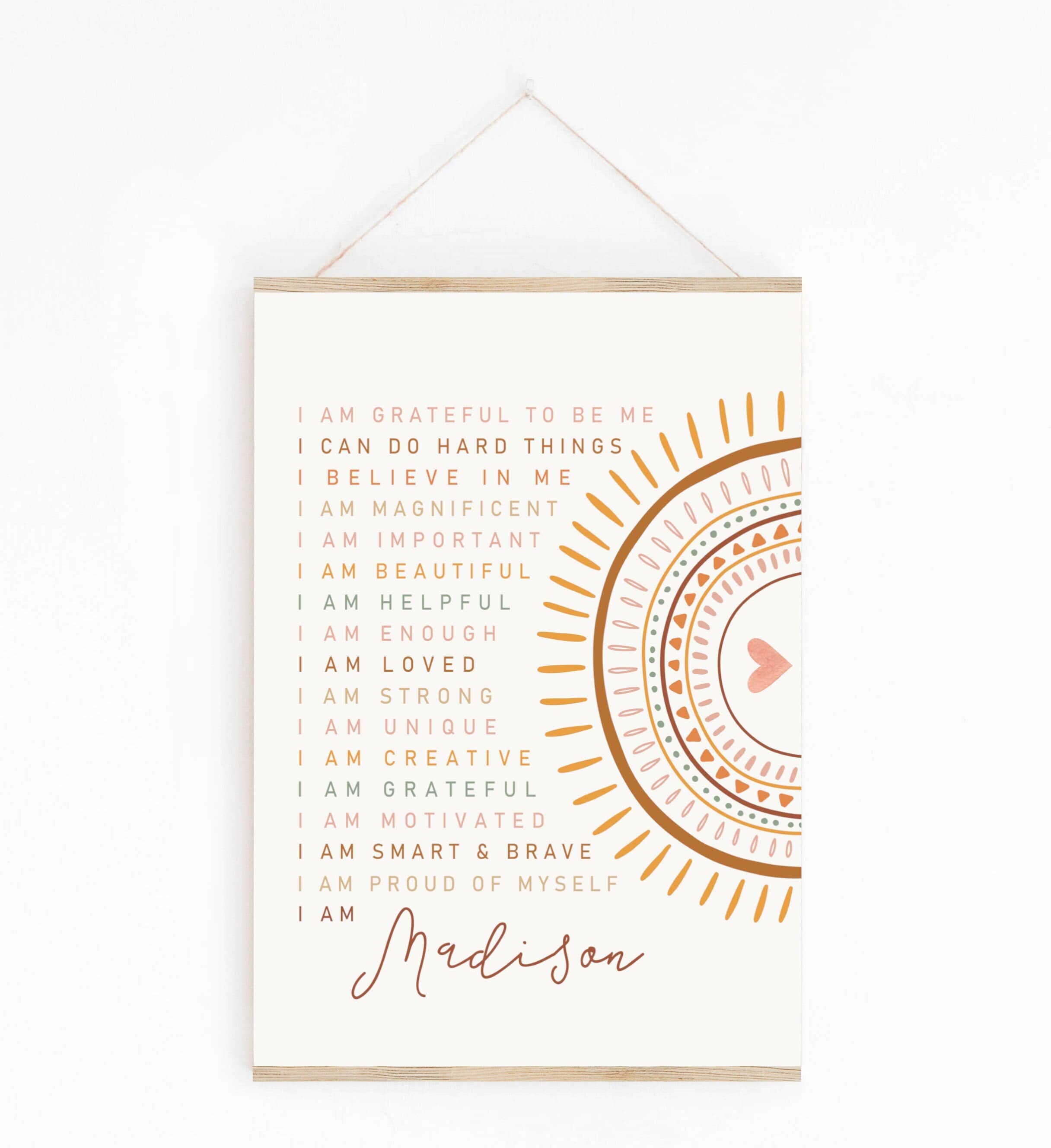 Boho Affirmations Print, Custom Affirmations, Affirmations for Kids ...