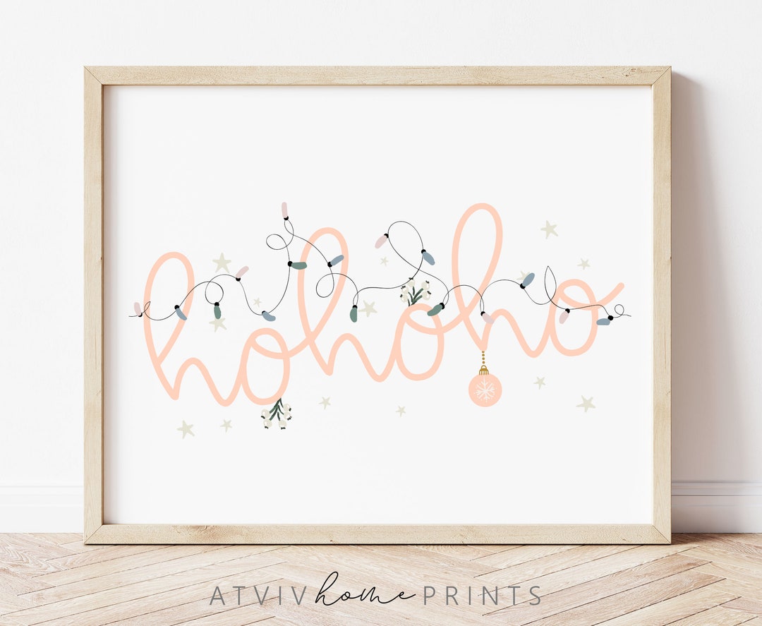 Hohoho Christmas Print, Hohoho Christmas Printable Wall Art, Pink ...