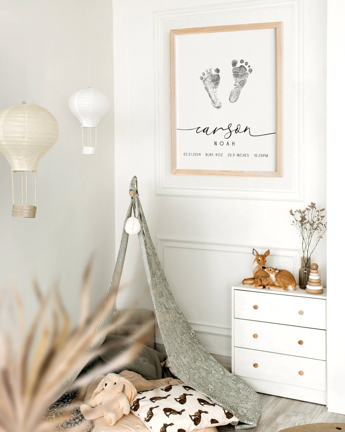 Personalised Birth Print, Newborn Footprint, Baby Footprint Art, Birth ...