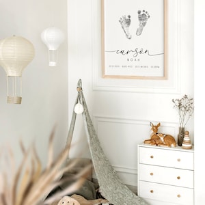 Personalised Birth Print, Newborn Footprint, Baby Footprint Art, Birth ...