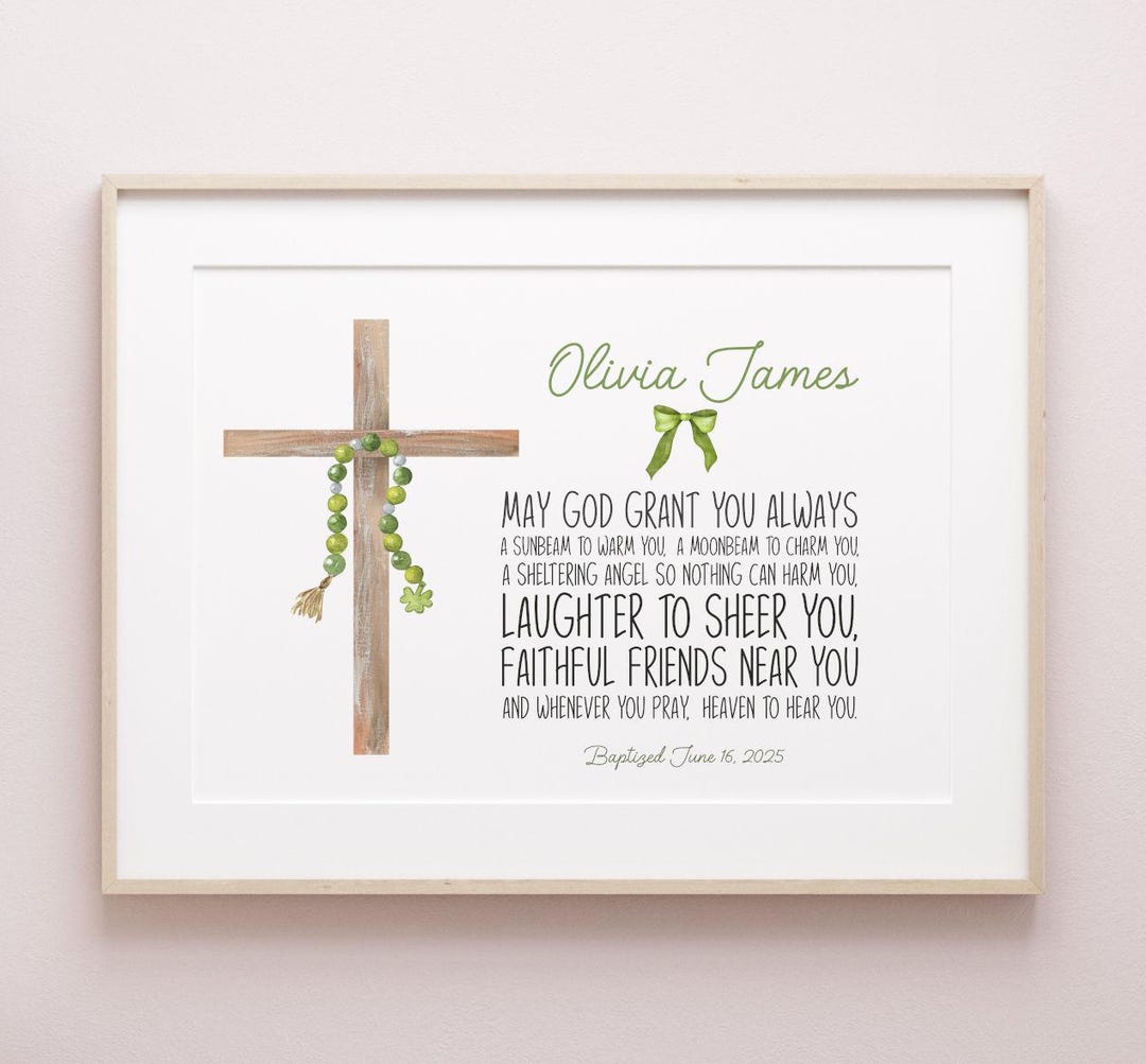Personalized Irish Baptism Gift Print, Baptism Gift for Girl, Printable ...