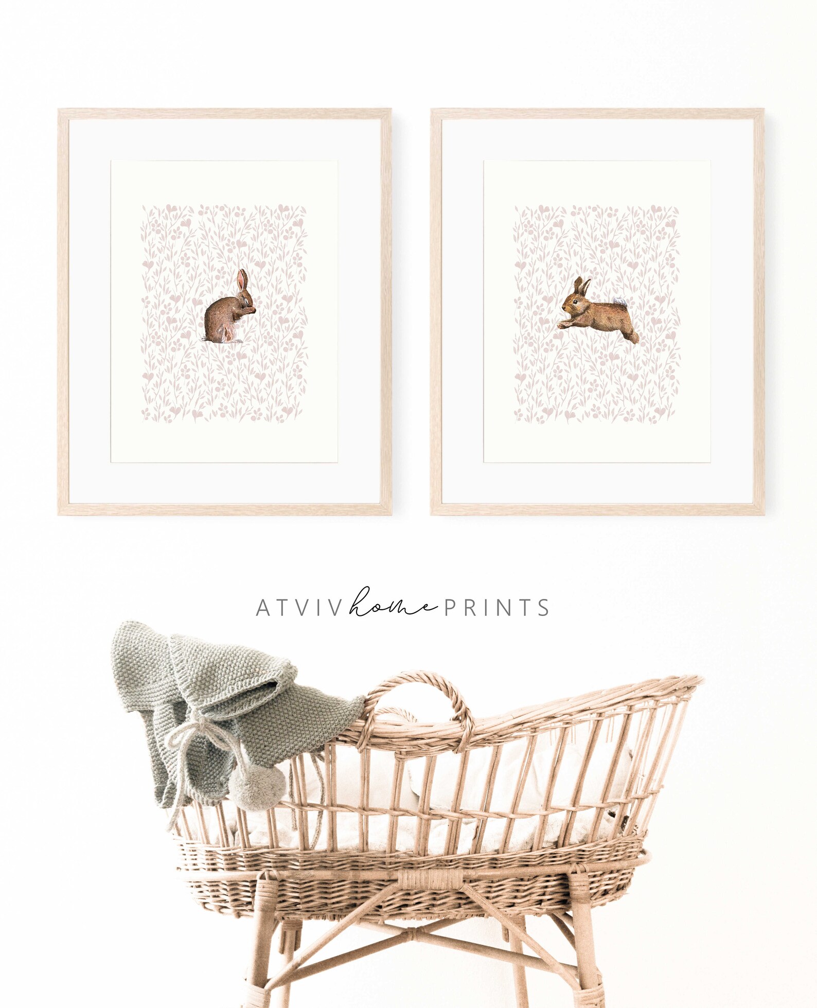 Bunny Nursery Print Set, Bunny Nursery Art, Cute Bunnies, Woodland ...