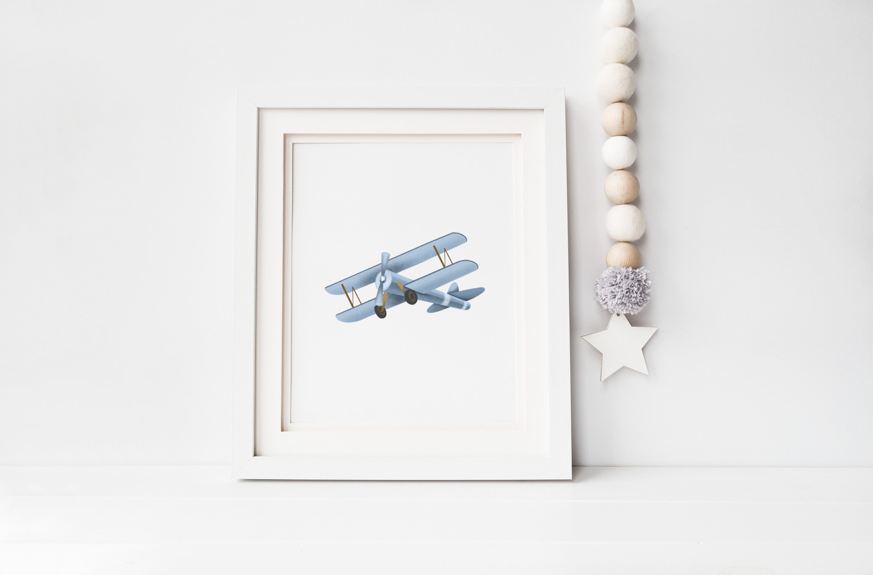 Blue Plane Print Airplane Print Vintage Plane Print Nursery | Etsy