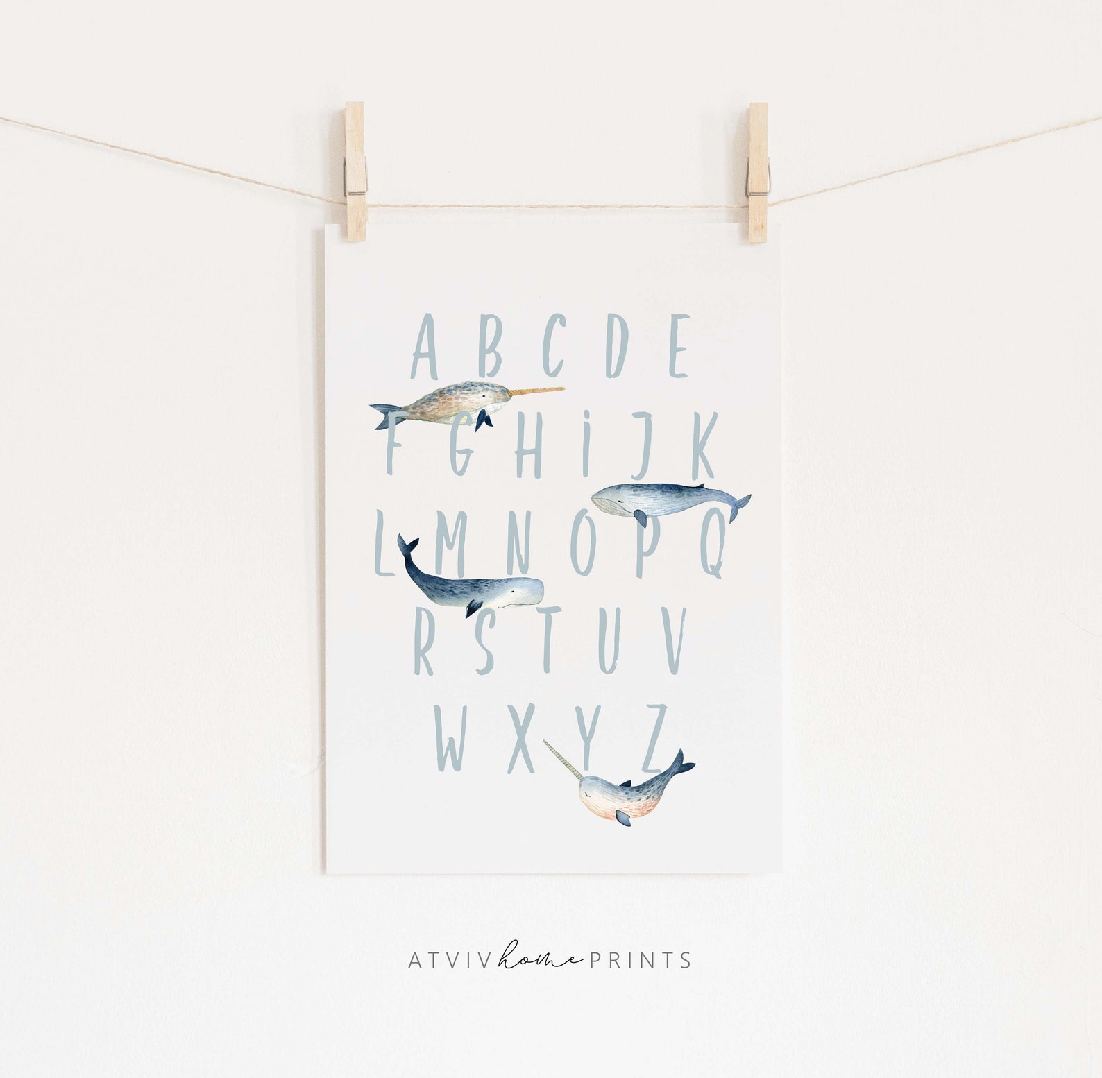 Ocean Alphabet Print, Nautical Alphabet Print, Nursery Print, Nautical ...