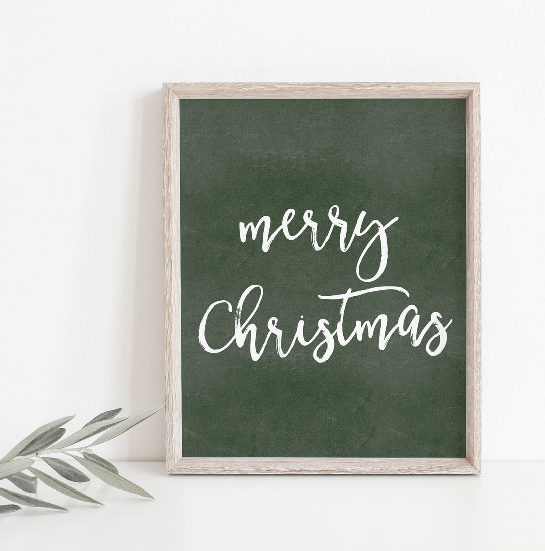 Merry Christmas Print, Green Christmas Print, Sage Green Christmas ...