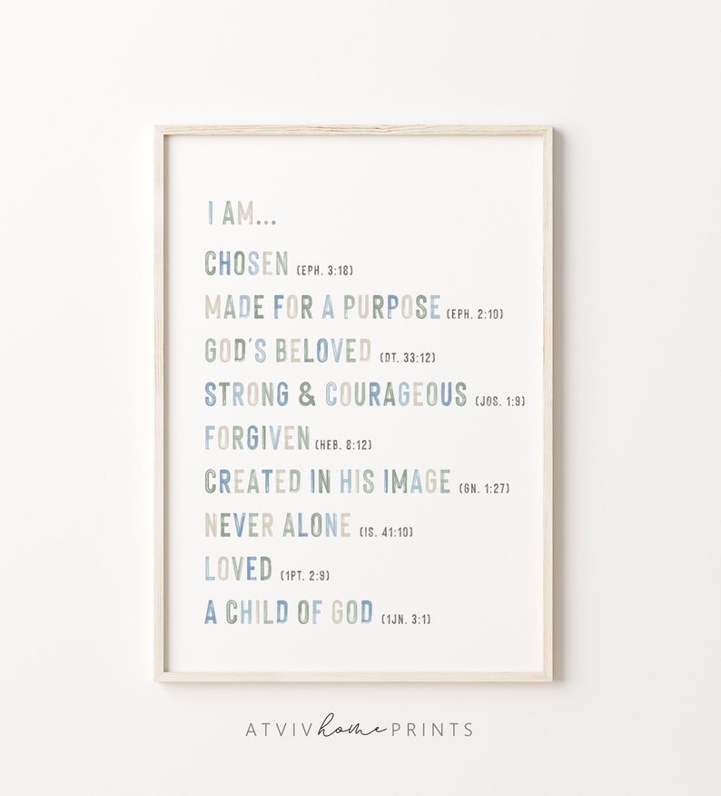 Christian Affirmations Print, Bible Affirmations for Kids, Affirmations ...
