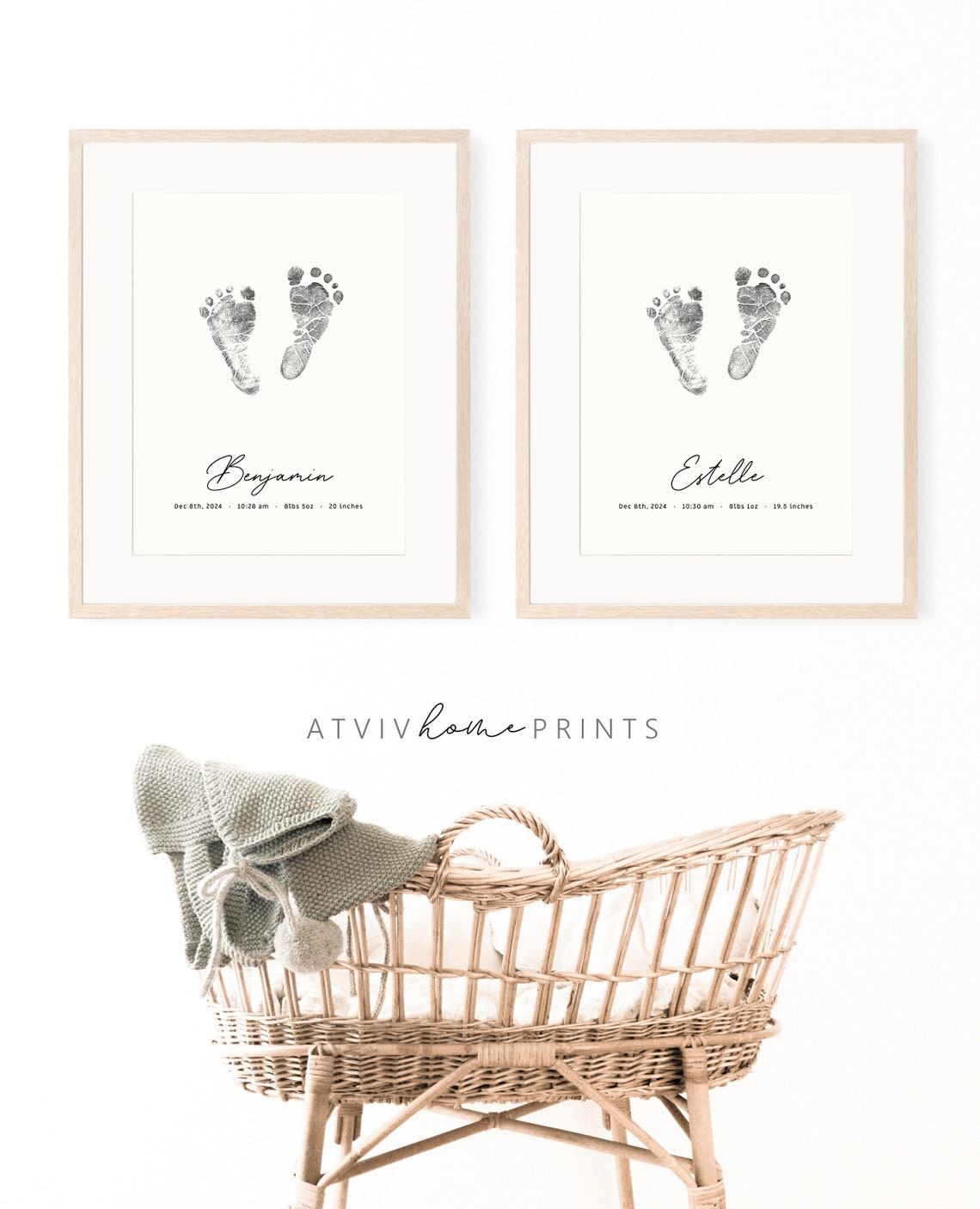 Personalised Birth Print, Newborn Footprint, Baby Footprint Art, Birth ...