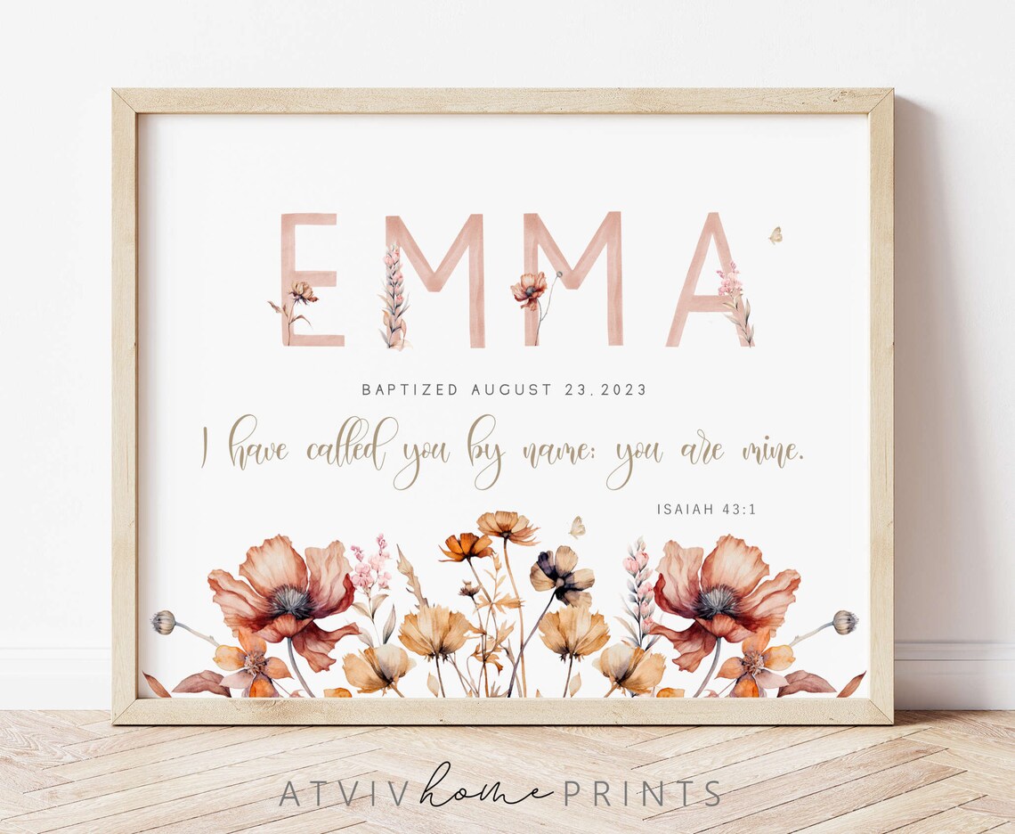Baptism Print, Personalized Baptism Print, Custom Name,baptism Gift for ...