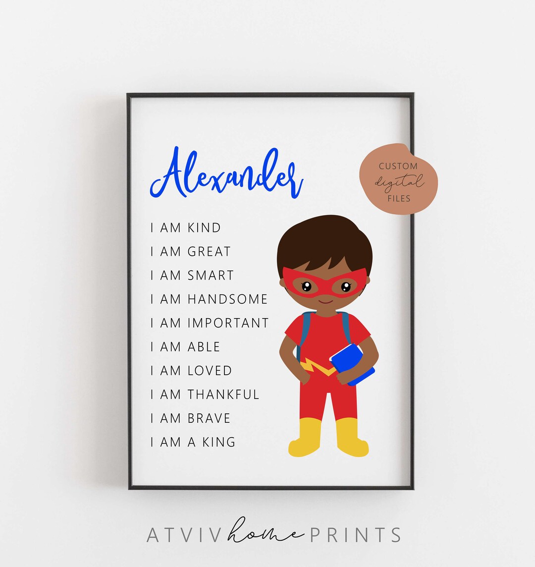 Boys Affirmations Print, Custom Affirmations, Affirmations for Kids ...