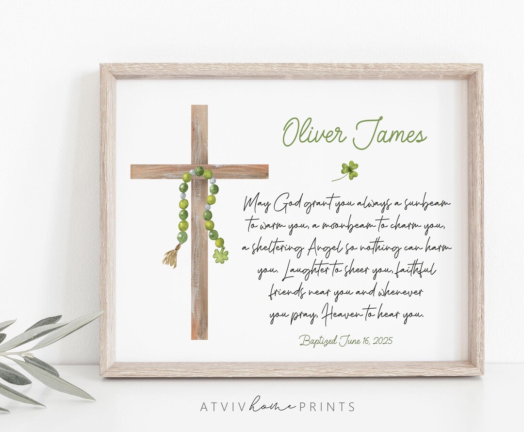 Personalized Irish Baptism Gift Print, Baptism Gift for Boy, Printable ...