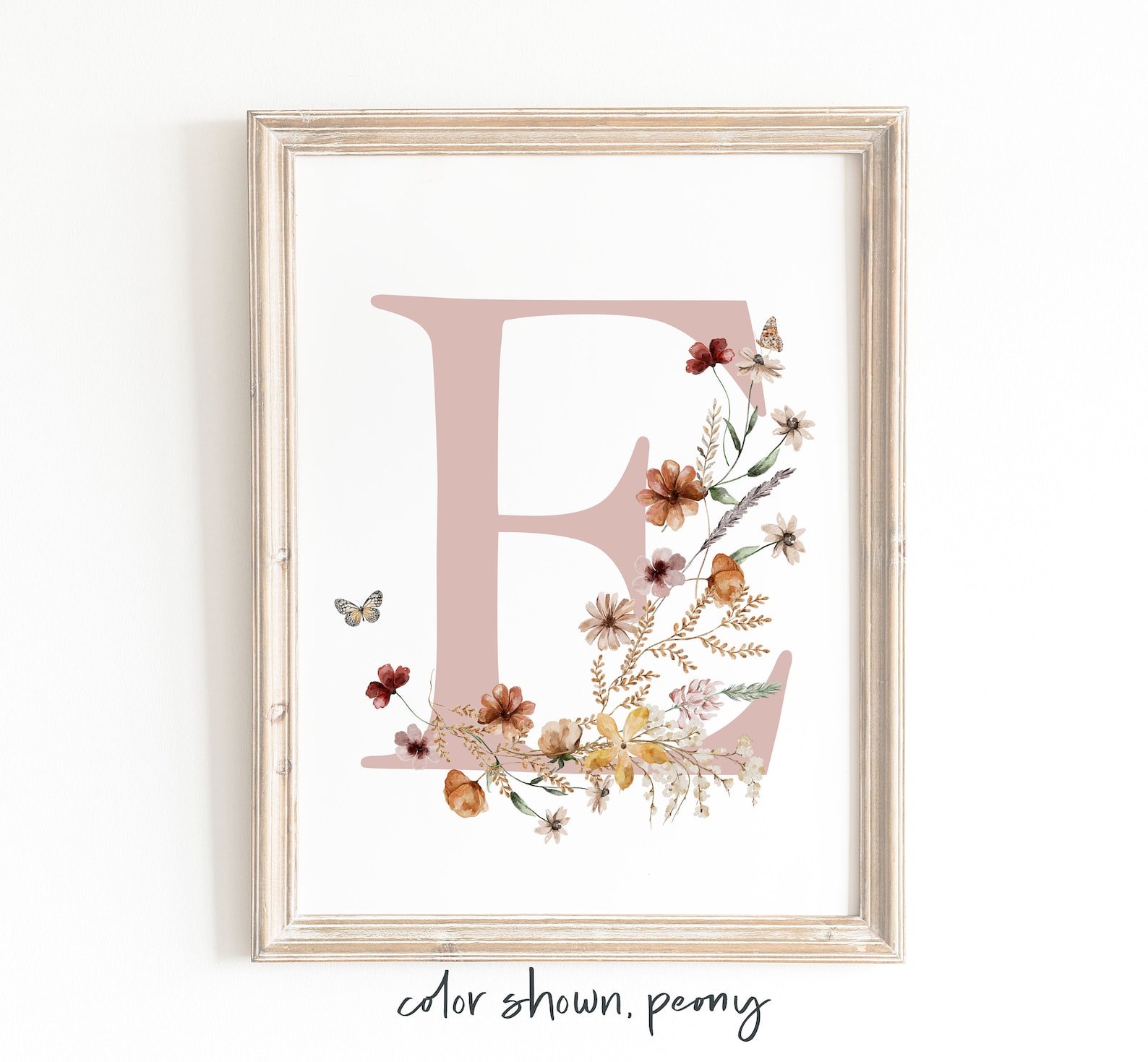 Custom Floral Initial Print, Custom Wildflower Prints, Personalized ...