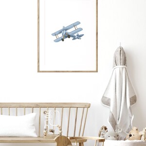 Blue Plane Print Airplane Print Vintage Plane Print Nursery | Etsy