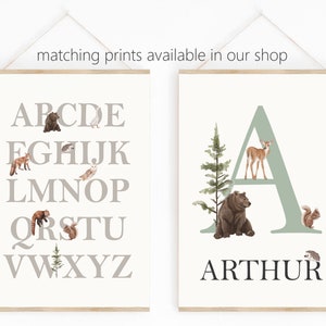 Custom Initial Print, Woodland Name Print, Custom Name Print, Woodland ...