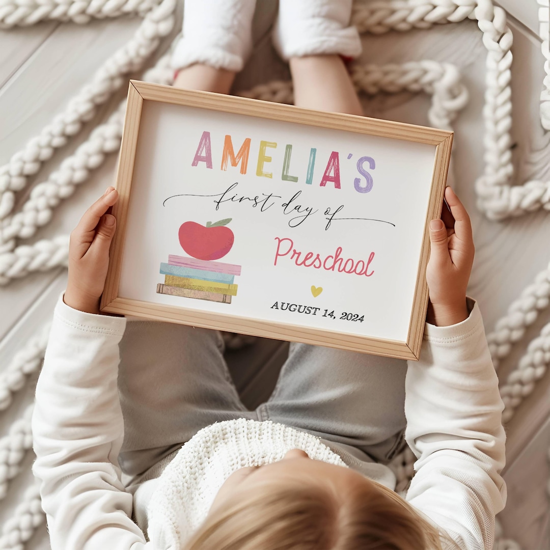 First Day of Preschool Sign, First Day of Preschool Printable Sign ...