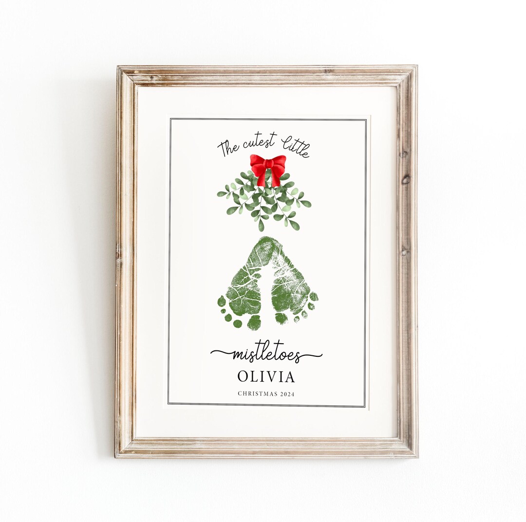 Mistletoes Footprint Art, Christmas Gift Footprints, Baby's First ...