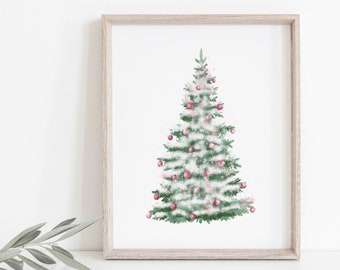 Pink Christmas Print | Etsy