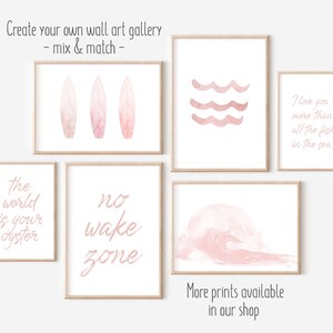 Pink Wave Print, Watercolor Wave, Pink Ocean, Nautical Nursery, Beach ...