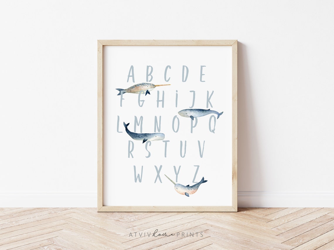 Ocean Alphabet Print, Nautical Alphabet Print, Nursery Print, Nautical ...