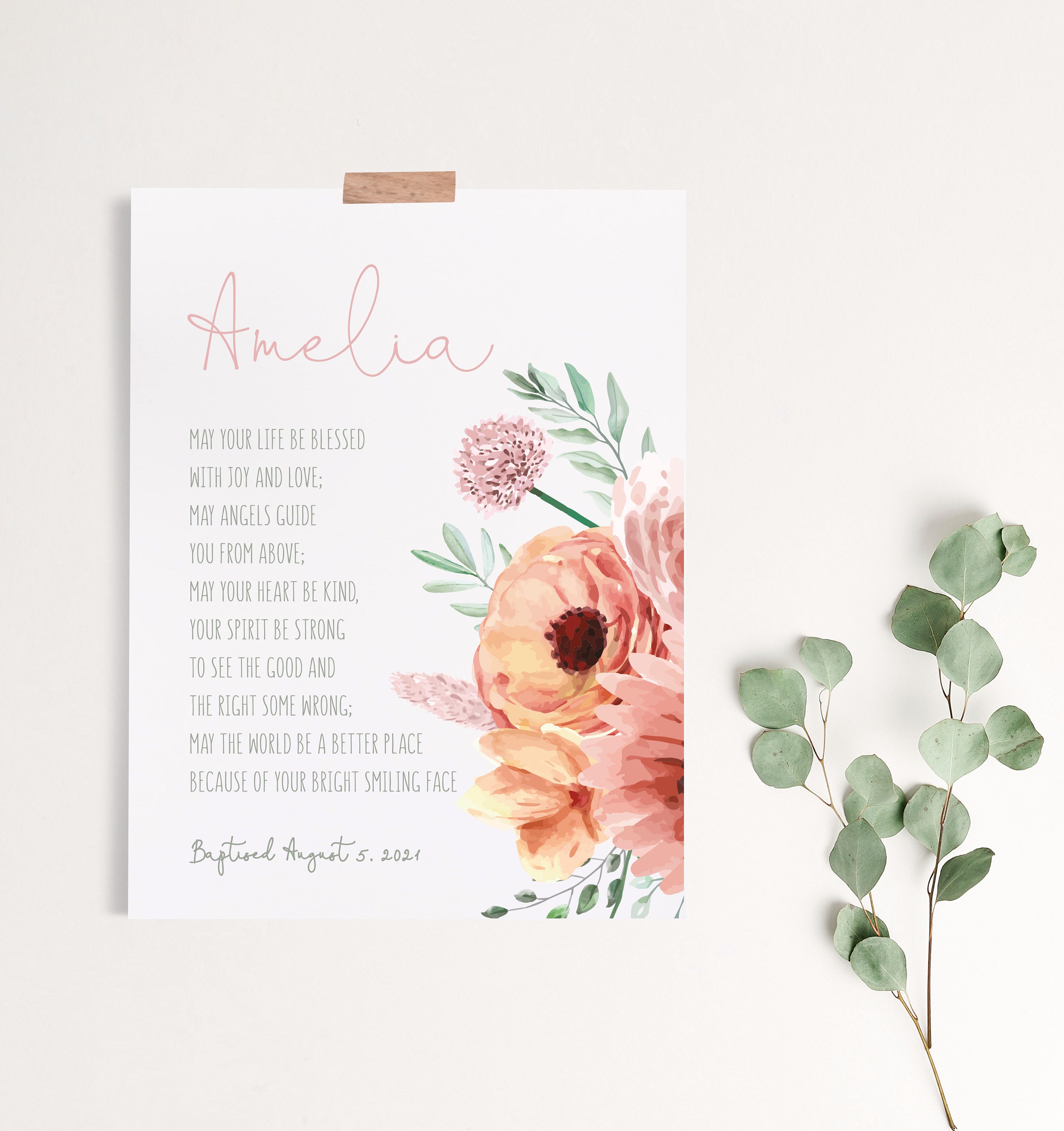 Baptism Print Personalised Baptism Print Custom Name Baptism - Etsy