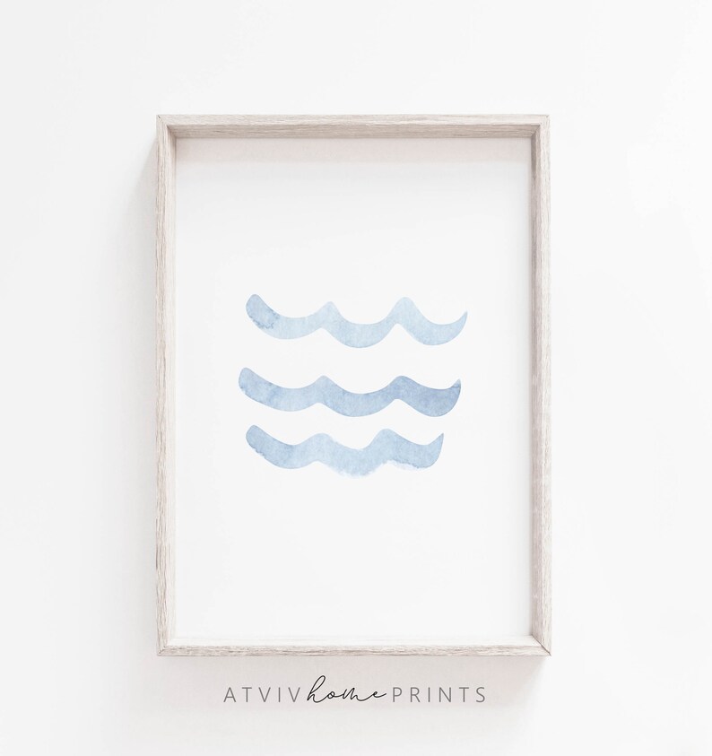 Blue Waves Print Nautical Nursery Beach Theme Waves Print - Etsy