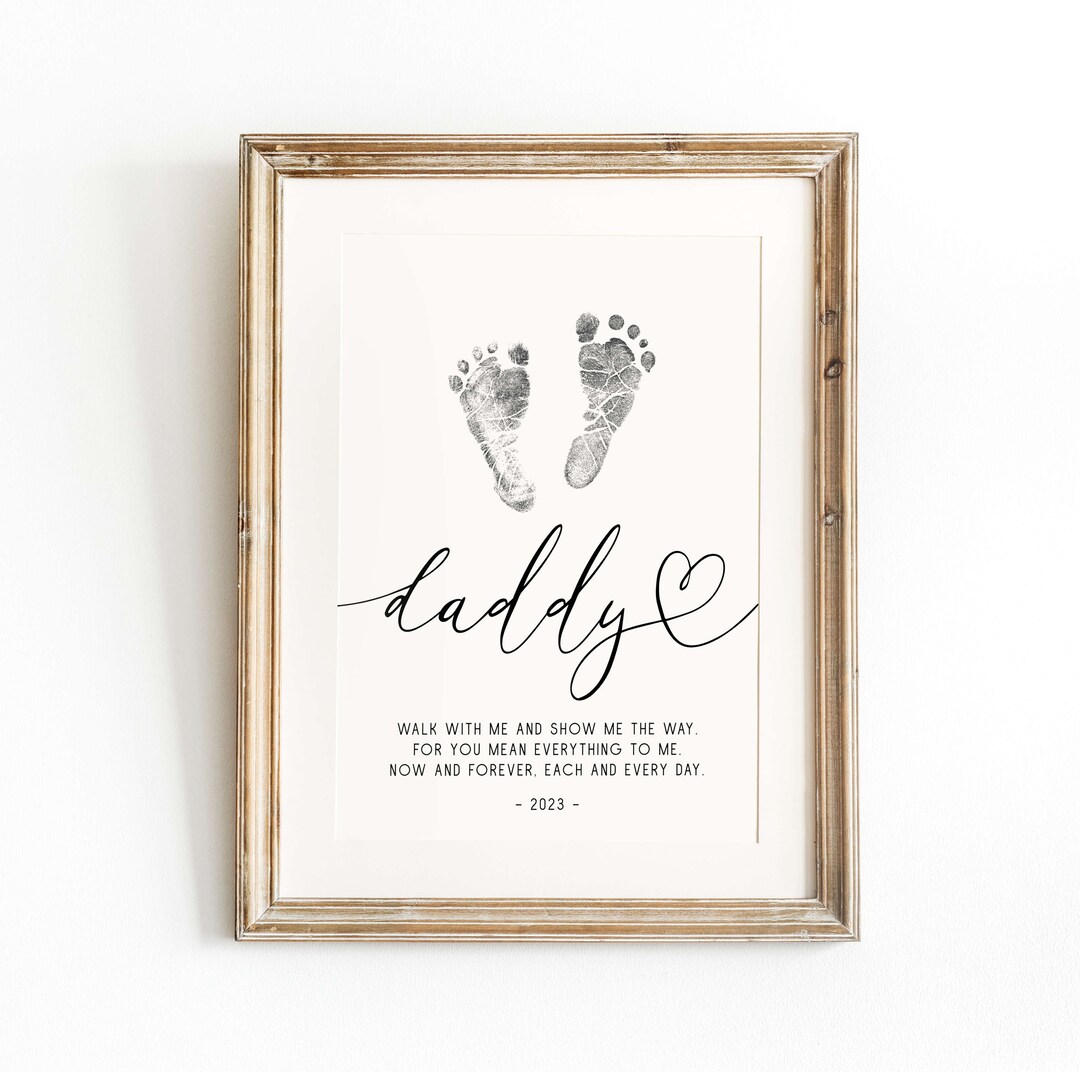 Printable Father's Day Footprint Art, Personalized Gift for Dad, Father ...
